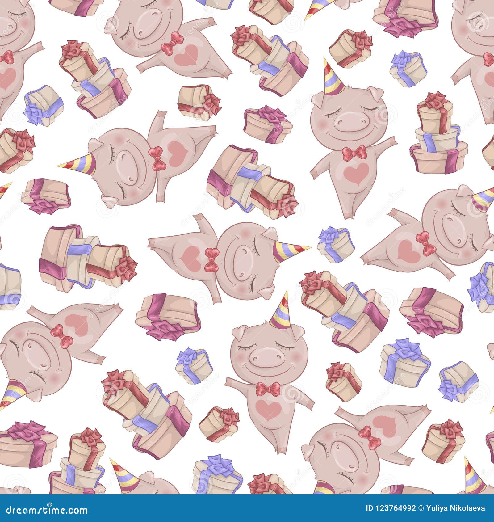 Texture with Cute Cartoon Pigs. Seamless Pattern Stock Vector ...