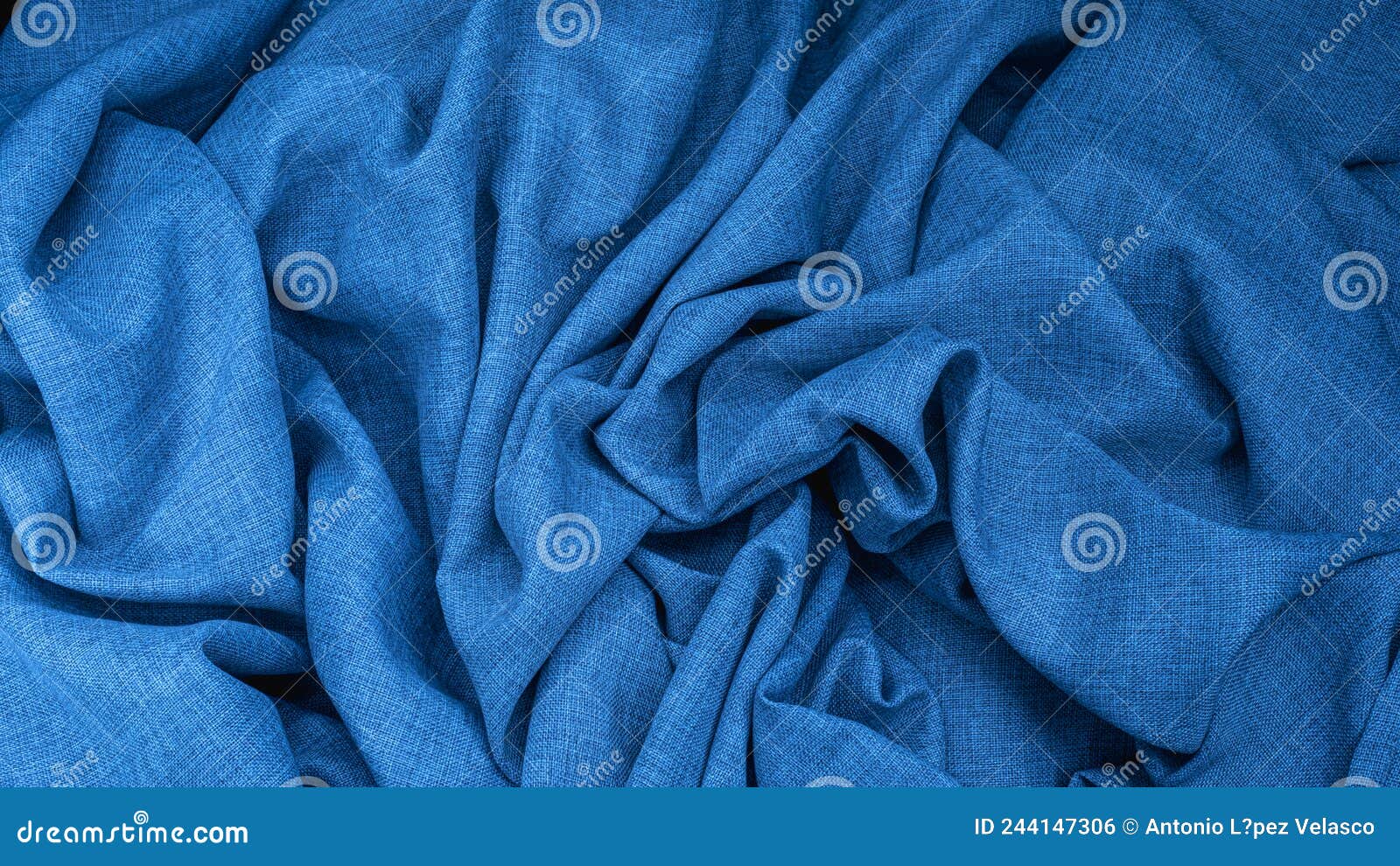 Texture of Deep Blue Thick Thread Fabric Forming Wrinkles Stock Photo ...