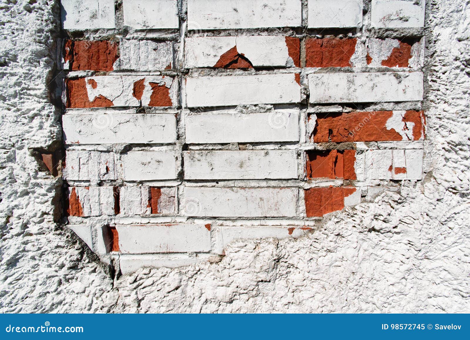 Destroyed White and Red Brick Wall Stock Image - Image of cracked ...