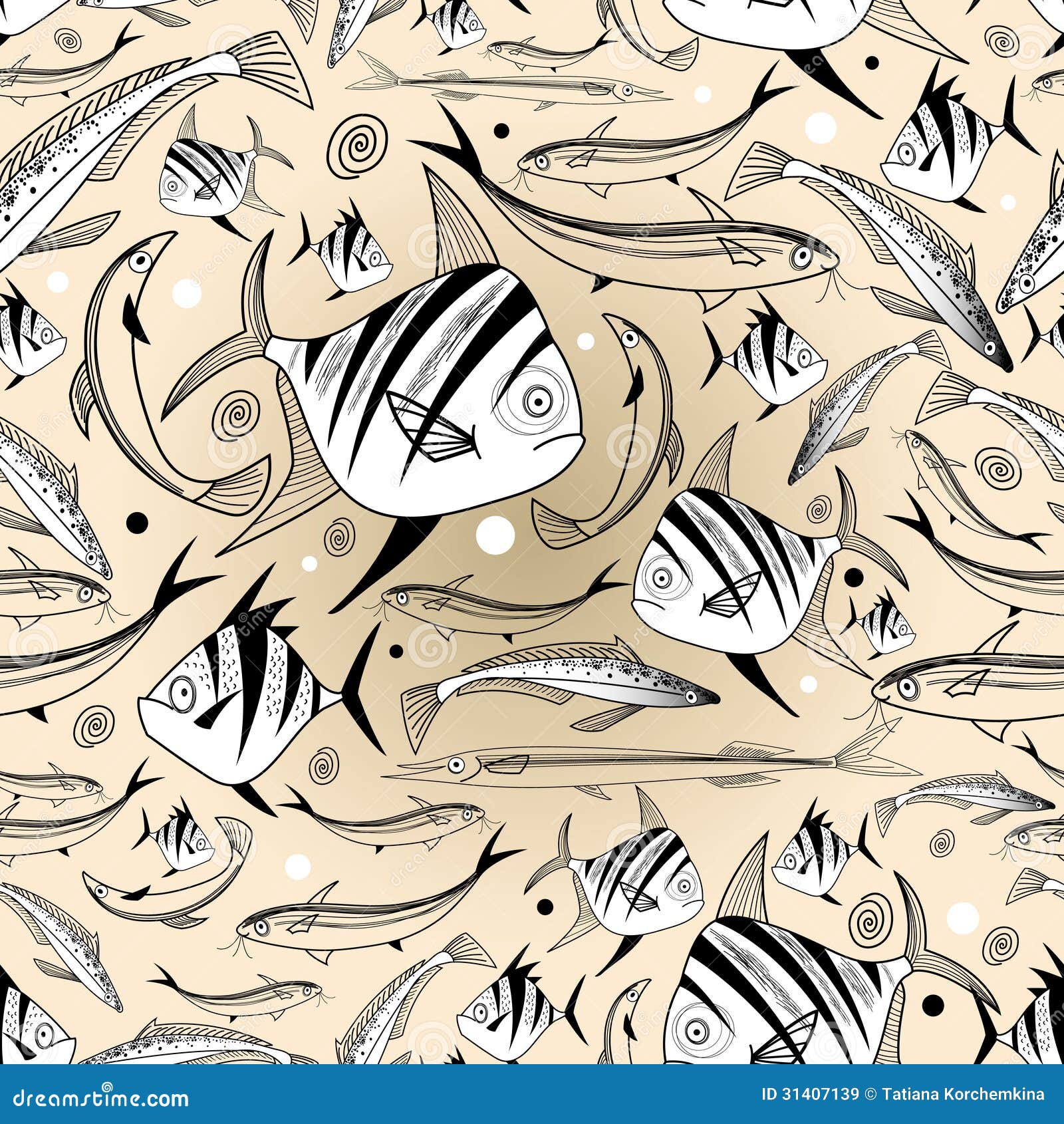 Texture of different fish stock vector. Illustration of drawing - 31407139