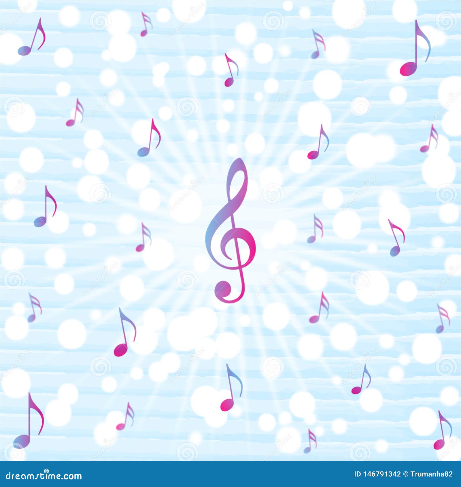 Music Notes Blast in Blue Watercolor Pattern Background Stock Vector ...
