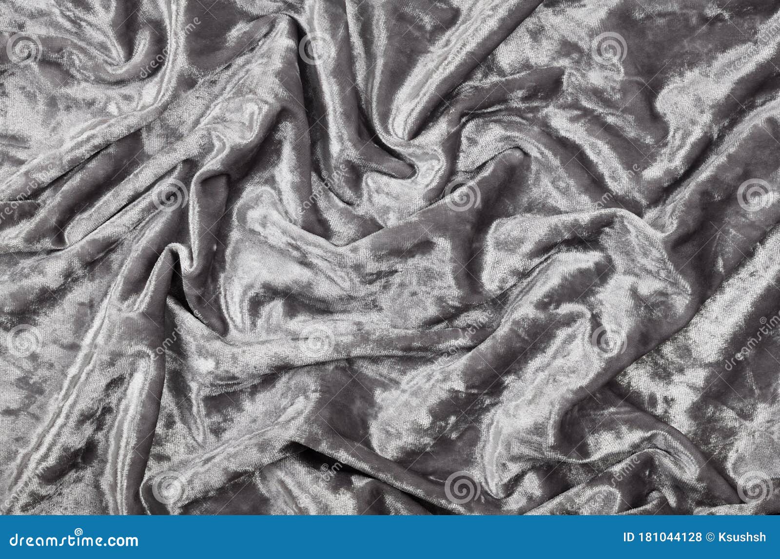 Texture of Draped Grey Wrinkled Velvet Fabric Stock Photo - Image of ...