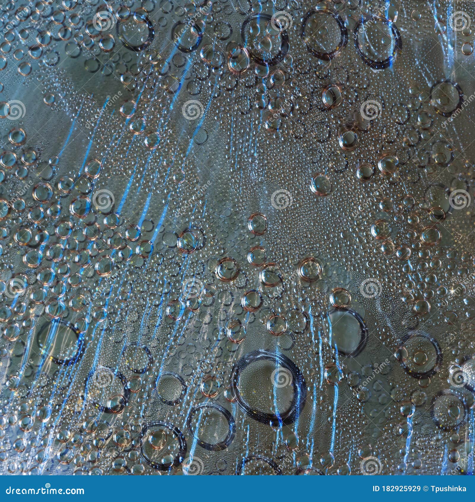 Texture. Drops of Rain and Blue Silhouettes of Flowing Raindrops are ...