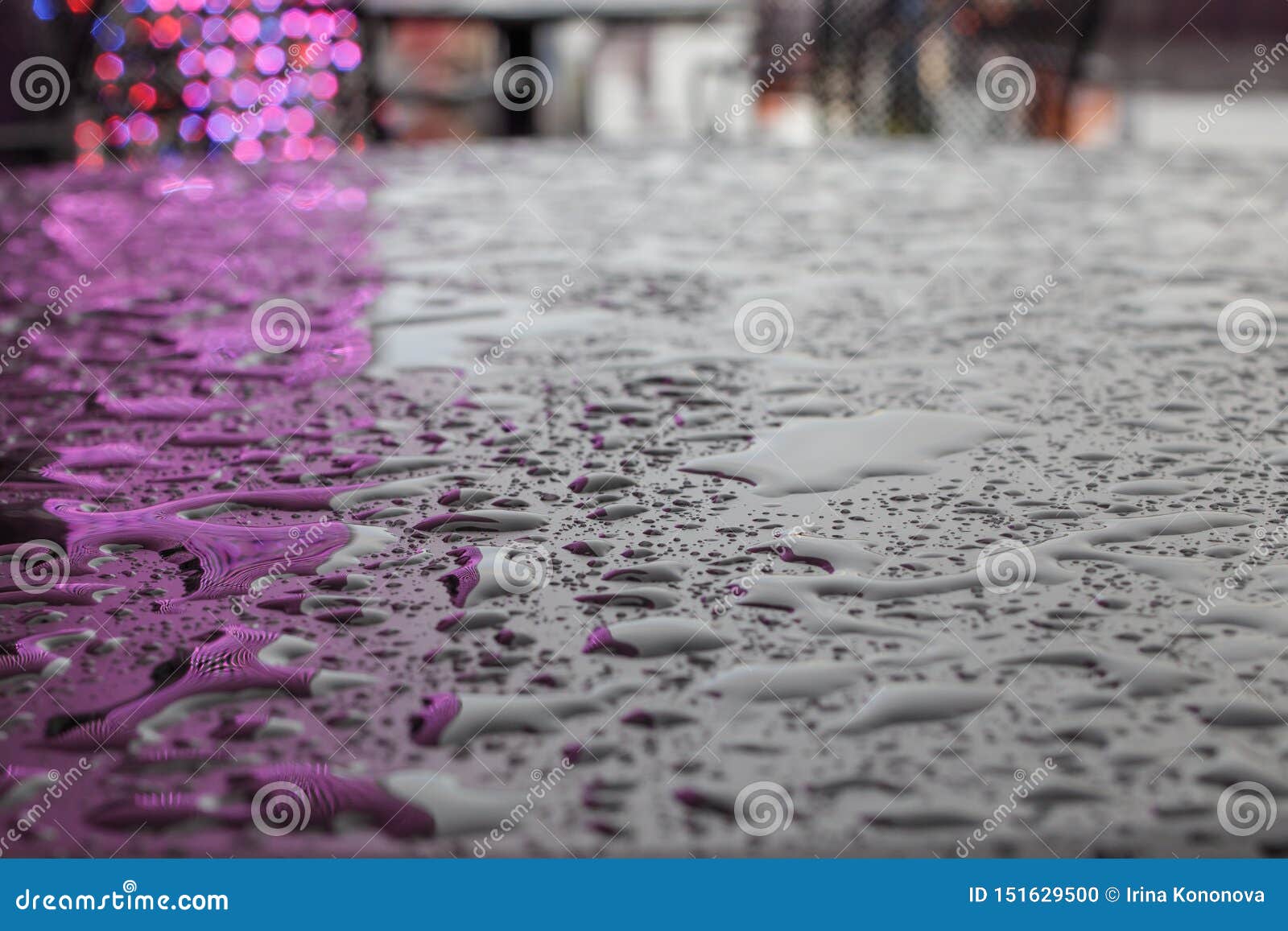 Drops or Small Puddles of Water after the Rain on a Smooth Matte ...
