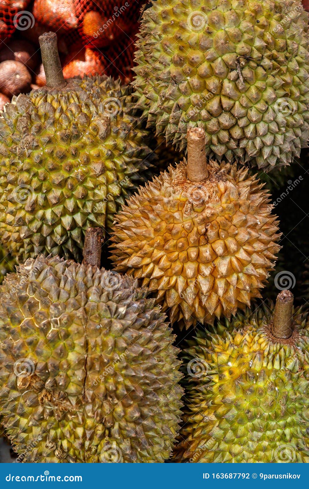 The Texture of Durian, King of Fruit Stock Photo - Image of market ...