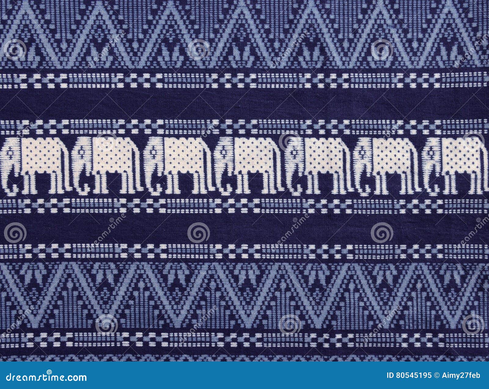 Texture of Elephants Pattern on Cloth Fabric in Dark Navy Blue and ...