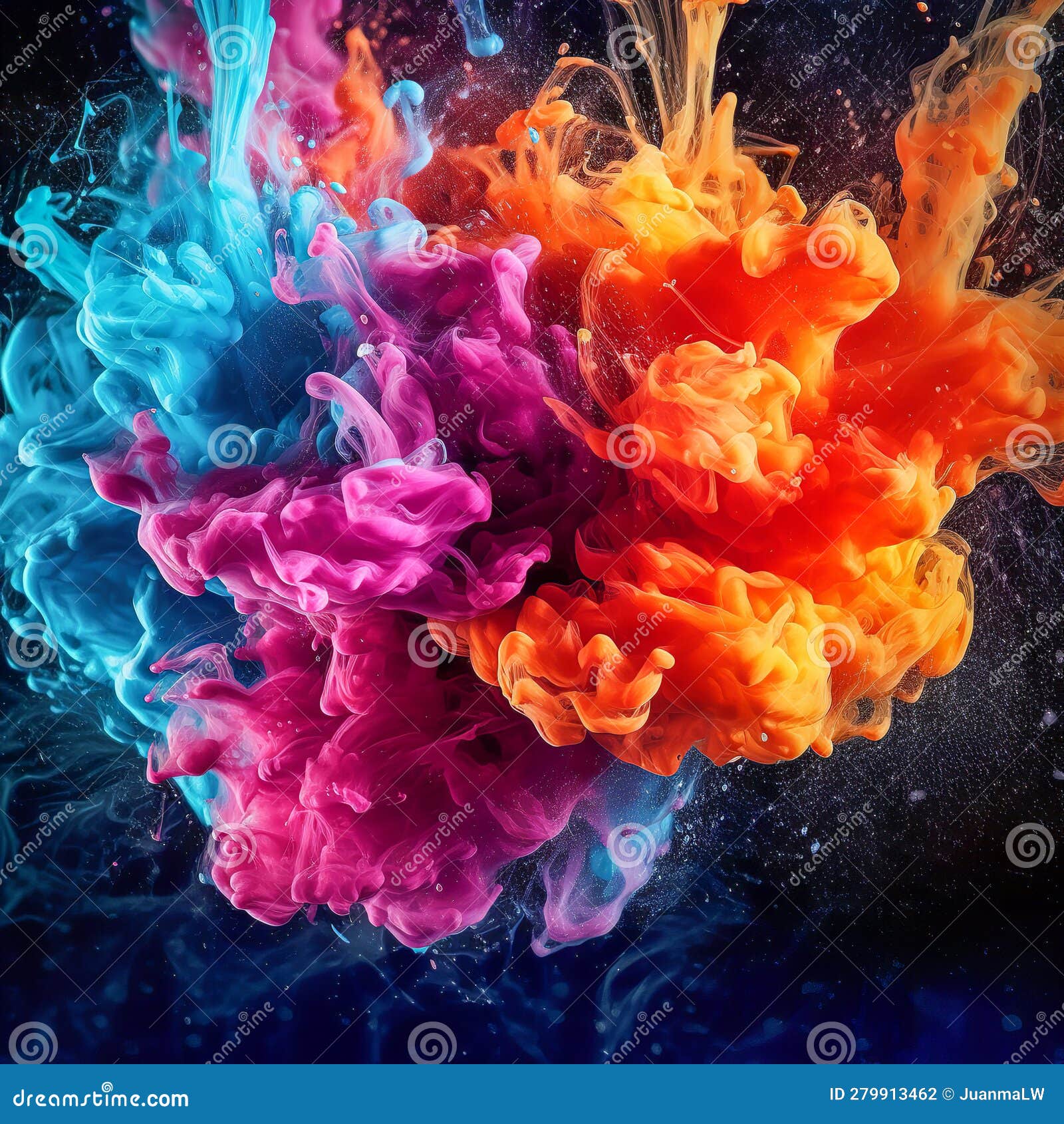 Texture of an Explosion of Colorful Water and Ink into a Flowing Cloud ...