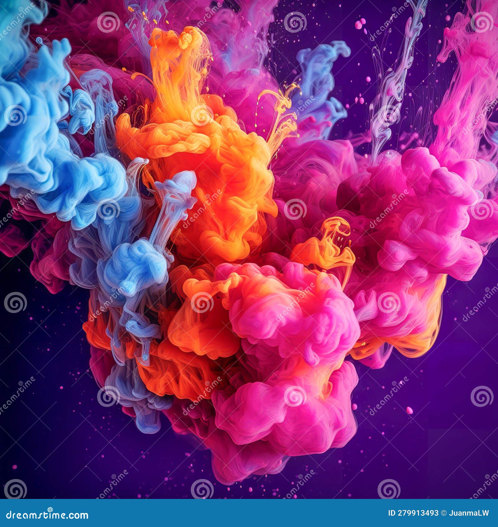 Texture of an Explosion of Colorful Water and Ink into a Flowing Cloud ...