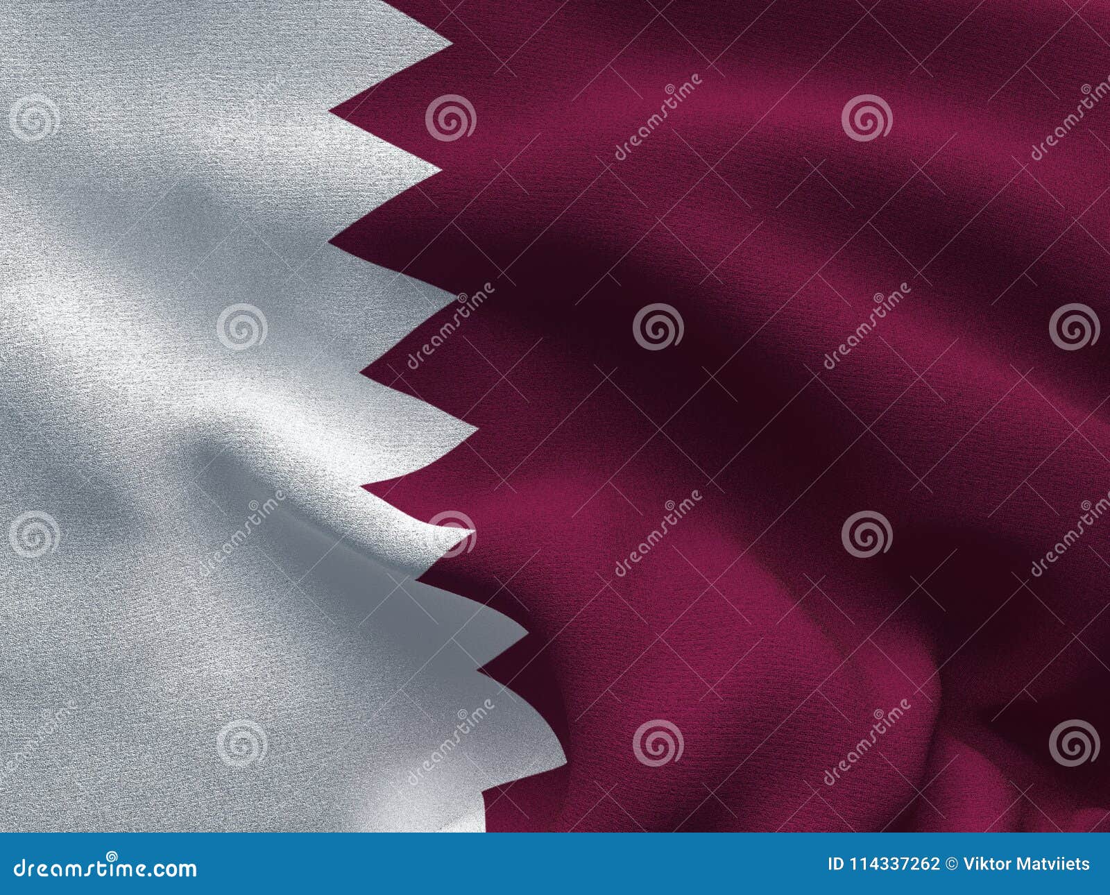 Texture of a Fabric with the Image of the Flag of Qatar, Waving in the ...