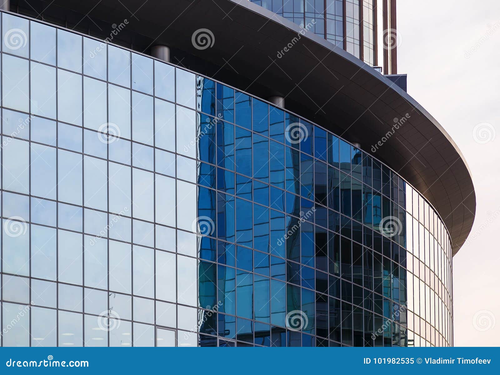 Texture of the Facade of Glass Building of Round Shape with the ...
