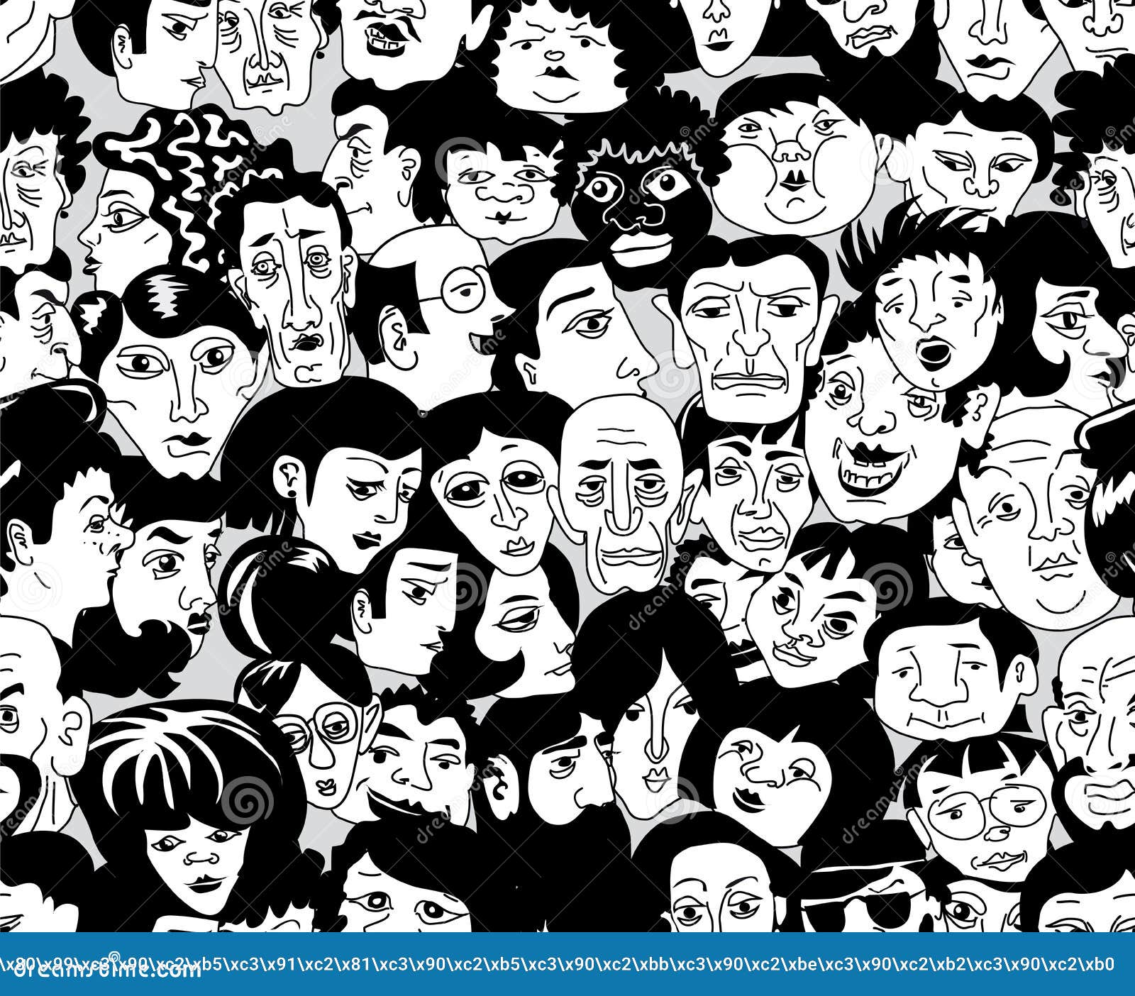 Seamless Texture with the Image of People`s Faces Stock Vector ...