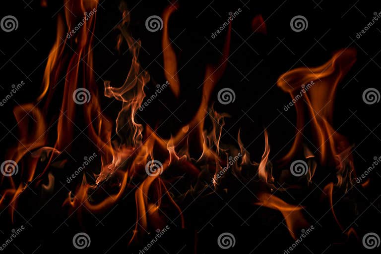 Texture of Fire on Black Background. Hell Bonfire. Texture of Fire on a ...