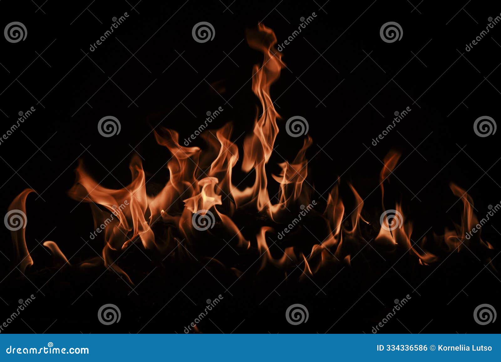Texture of Fire on Black Background. Hell Bonfire. Texture of Fire on a ...