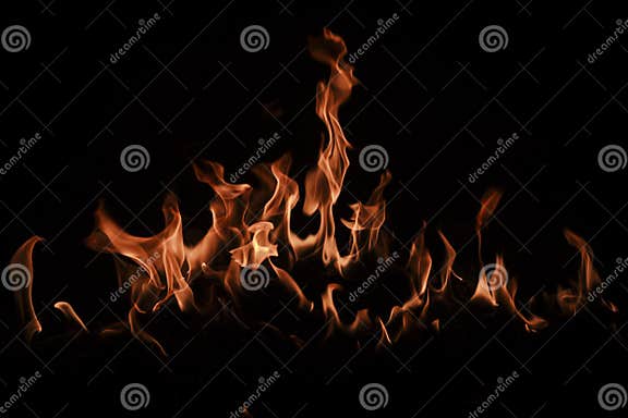 Texture of Fire on Black Background. Hell Bonfire. Texture of Fire on a ...