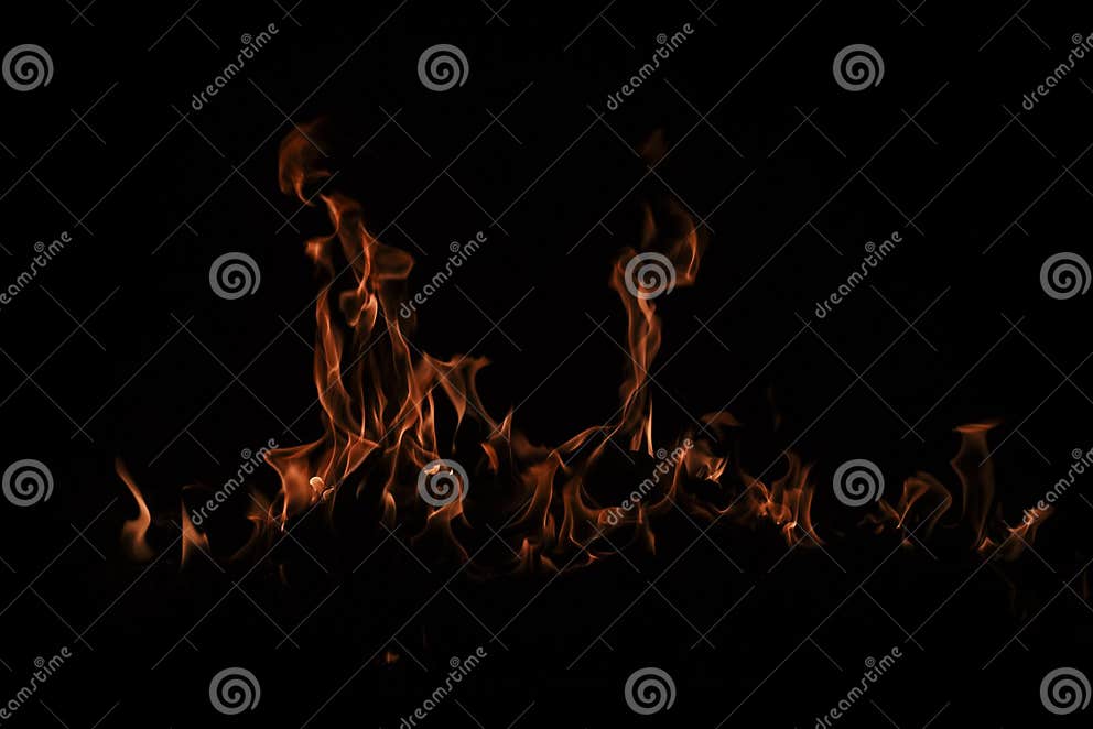 Texture of Fire on Black Background. Hell Bonfire. Texture of Fire on a ...