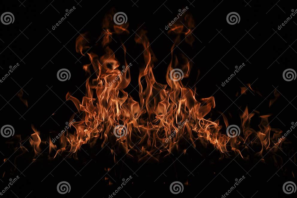 Texture of Fire on Black Background. Hell Bonfire. Texture of Fire on a ...