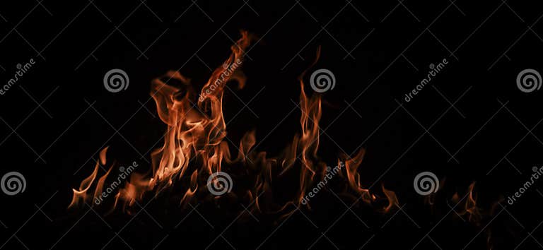 Texture of Fire on Black Background. Hell Bonfire. Texture of Fire on a ...