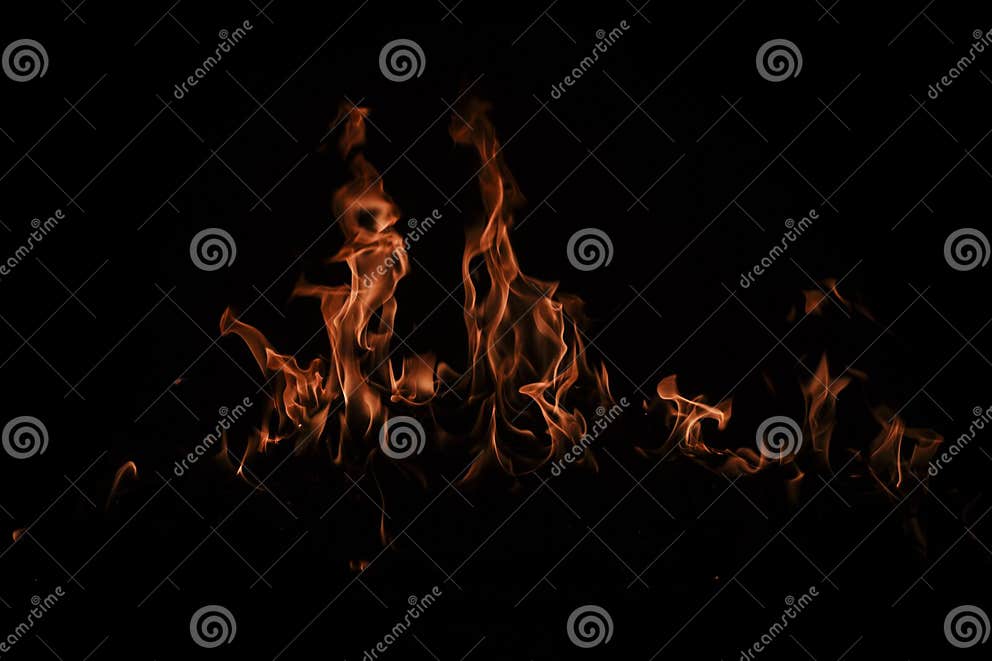 Texture of Fire on Black Background. Hell Bonfire. Texture of Fire on a ...