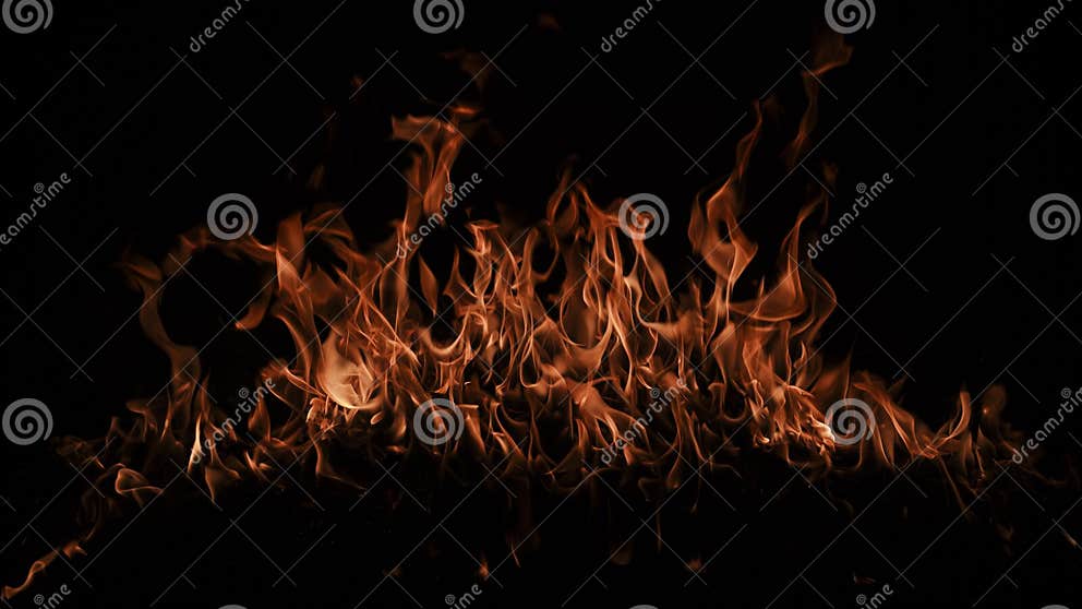 Texture of Fire on Black Background. Hell Bonfire. Texture of Fire on a ...