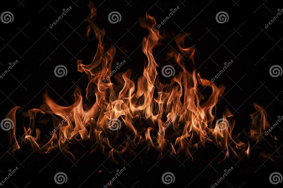 Texture of Fire on Black Background. Hell Bonfire. Texture of Fire on a ...