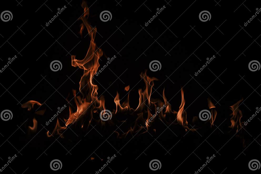 Texture of Fire on Black Background. Hell Bonfire. Texture of Fire on a ...