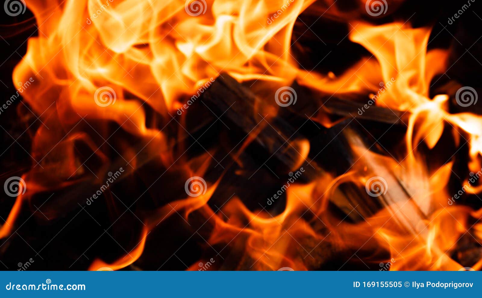 Texture of a Flame of Fire on a Black Background. Burning Fire in a ...