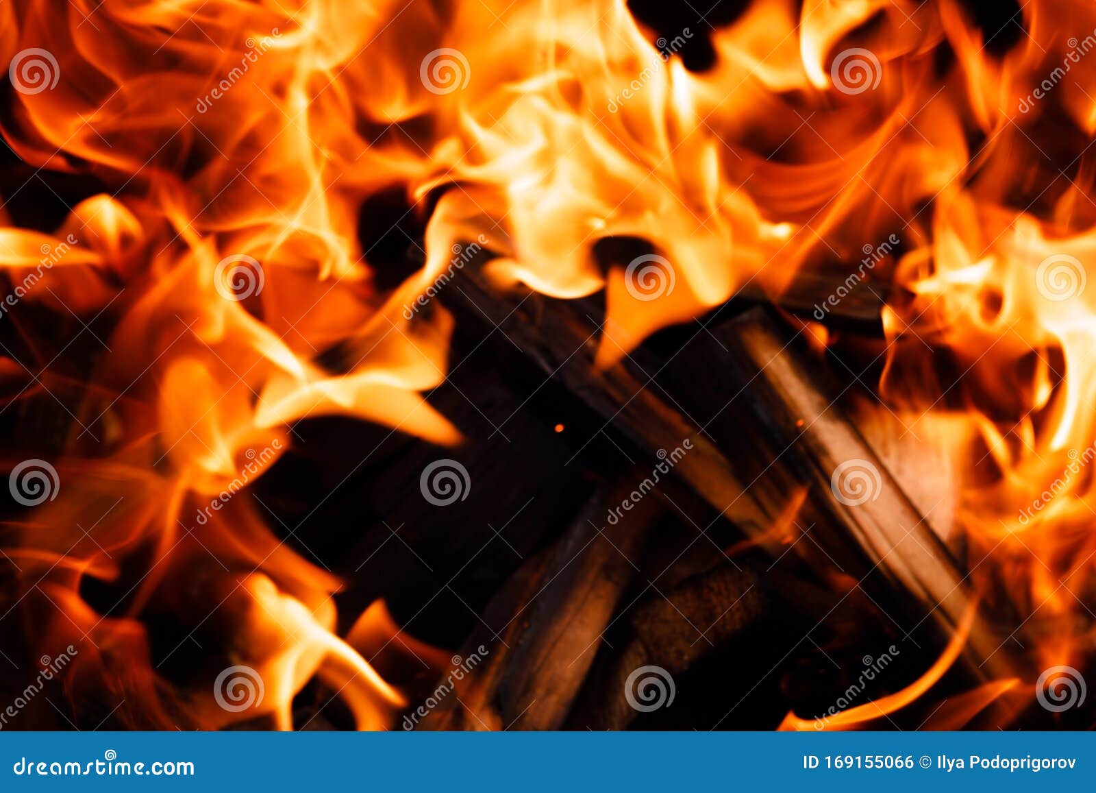 Texture of a Flame of Fire on a Black Background. Burning Fire in a ...
