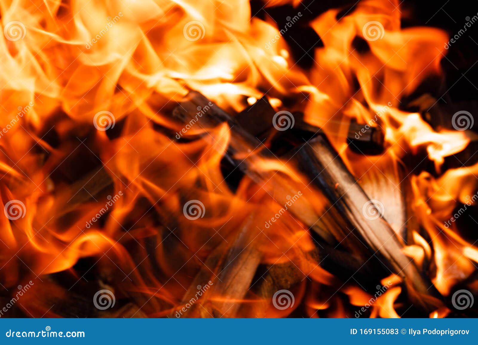 Texture of a Flame of Fire on a Black Background. Burning Fire in a ...