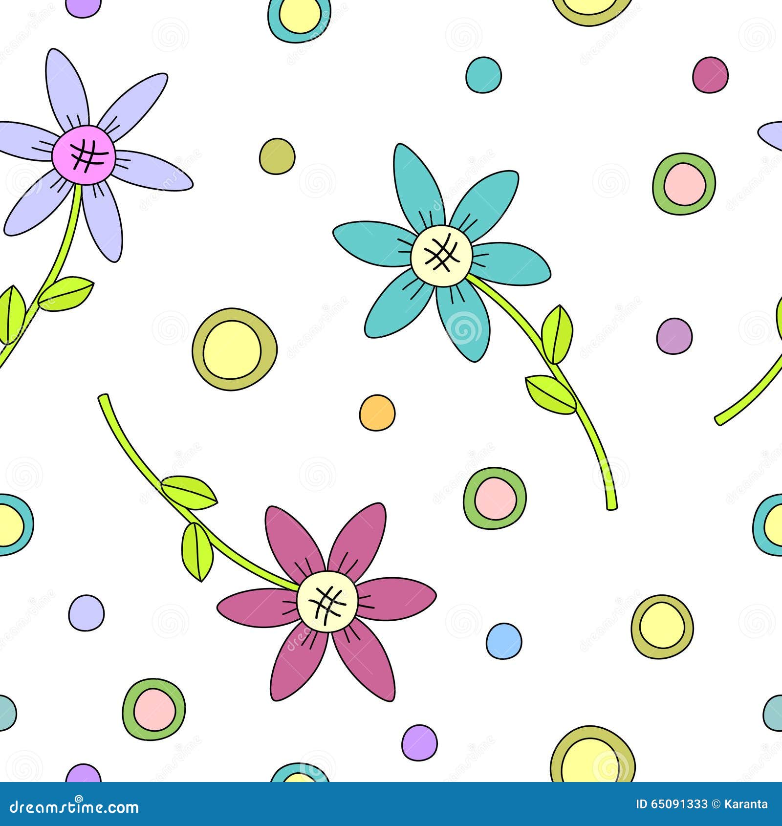 Texture with Flowers and Dots Stock Vector - Illustration of design ...