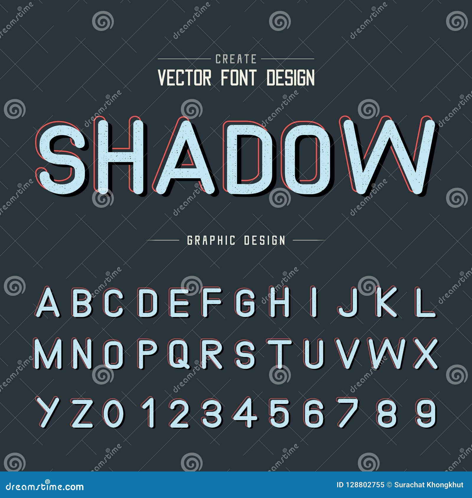 Texture Font and Grunge Alphabet Vector, Shadow Type Letter and Number ...