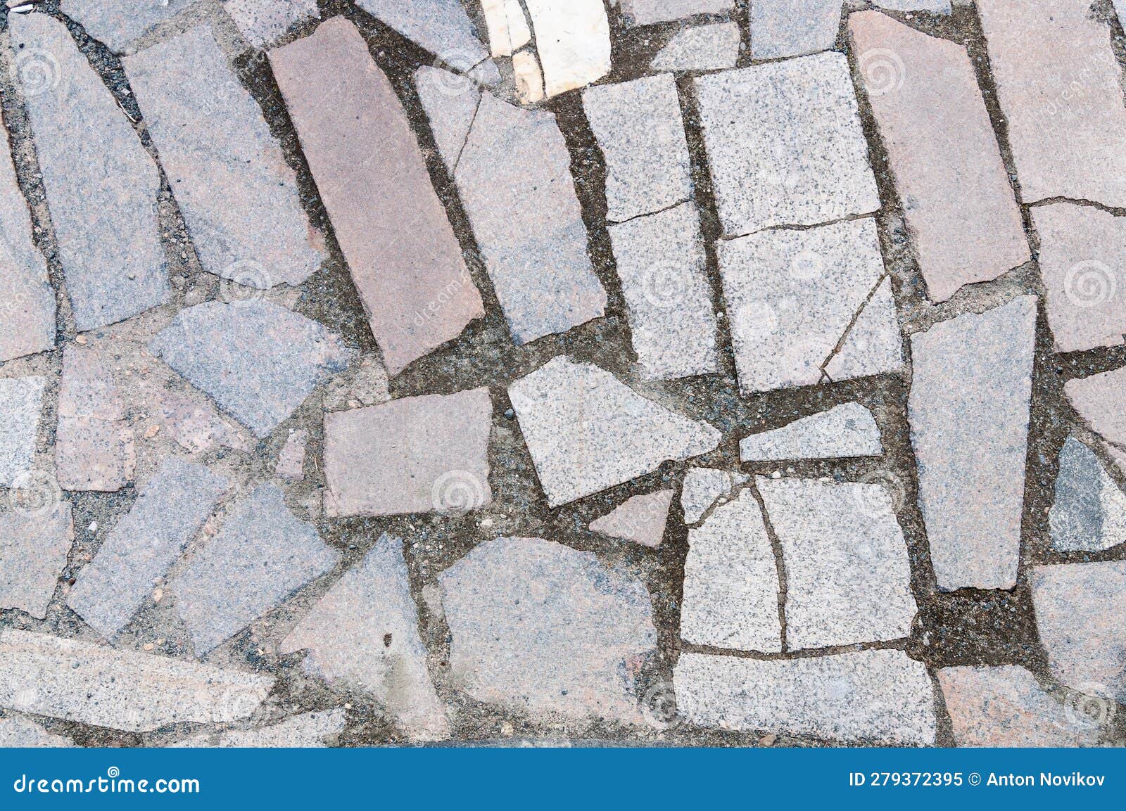 Footpath Is Paved With Stone Tiles In Park. Paving Slabs On The ...