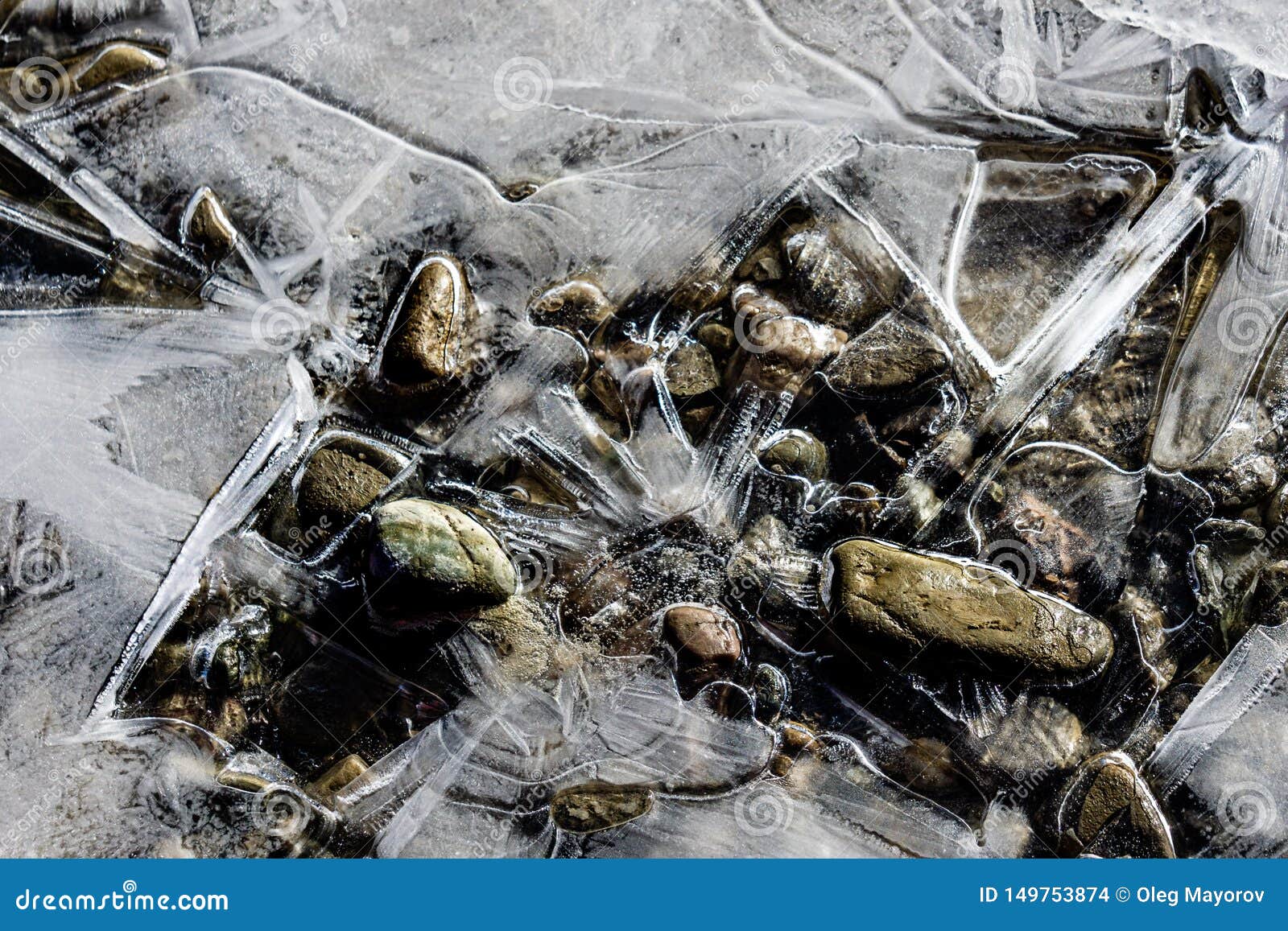 Texture Forma and Shape of Ground and Stones Covered with Ice and Water ...