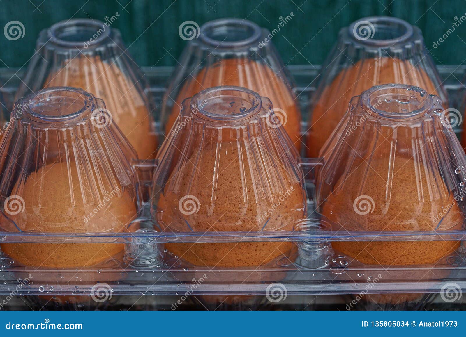Texture of Fresh Brown Eggs in Transparent Closed Plastic Packaging ...
