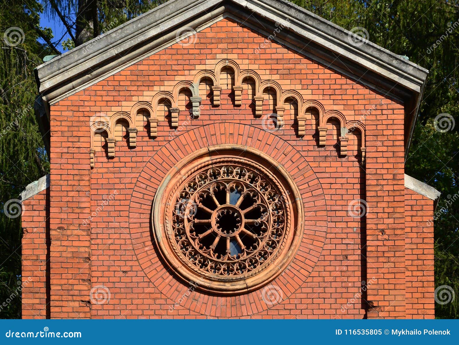 Texture Front Part of an Ancient Brick Crypt with a Round Patterned ...