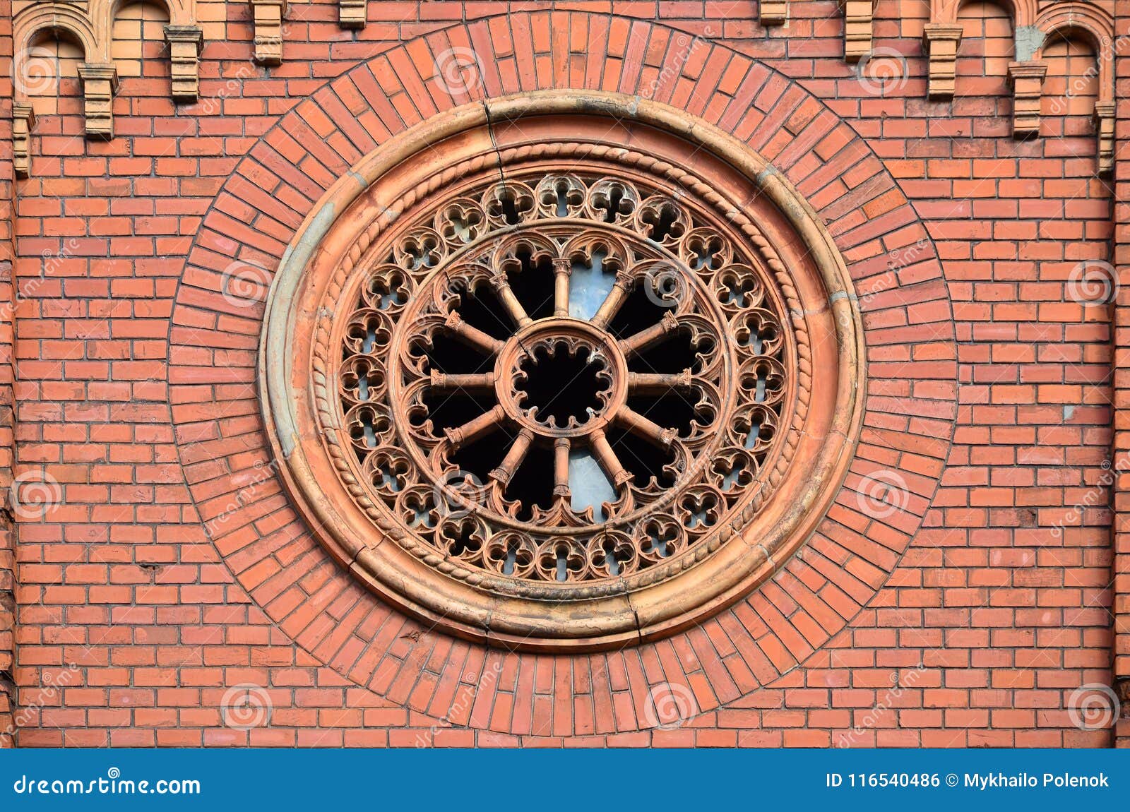 Texture Front Part of an Ancient Brick Crypt with a Round Patterned ...