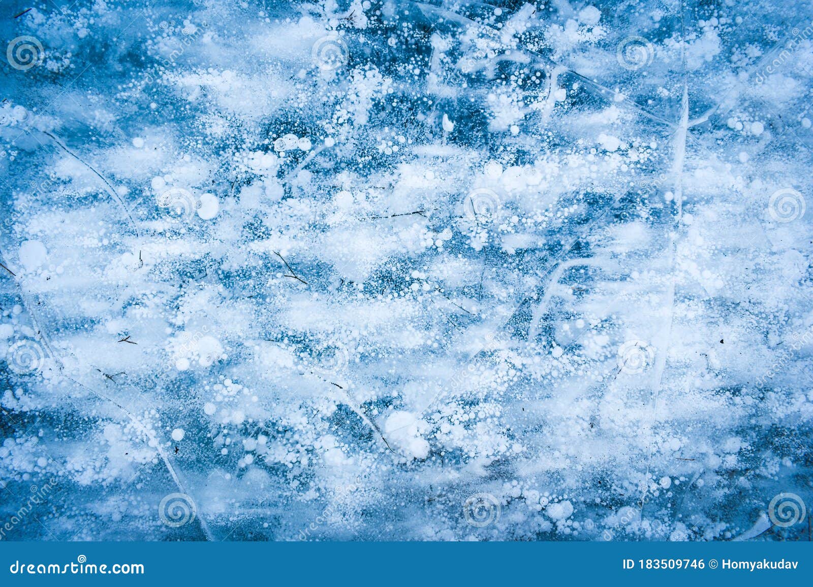 Texture of the Frozen Surface of the River with Numerous Air Bubbles ...