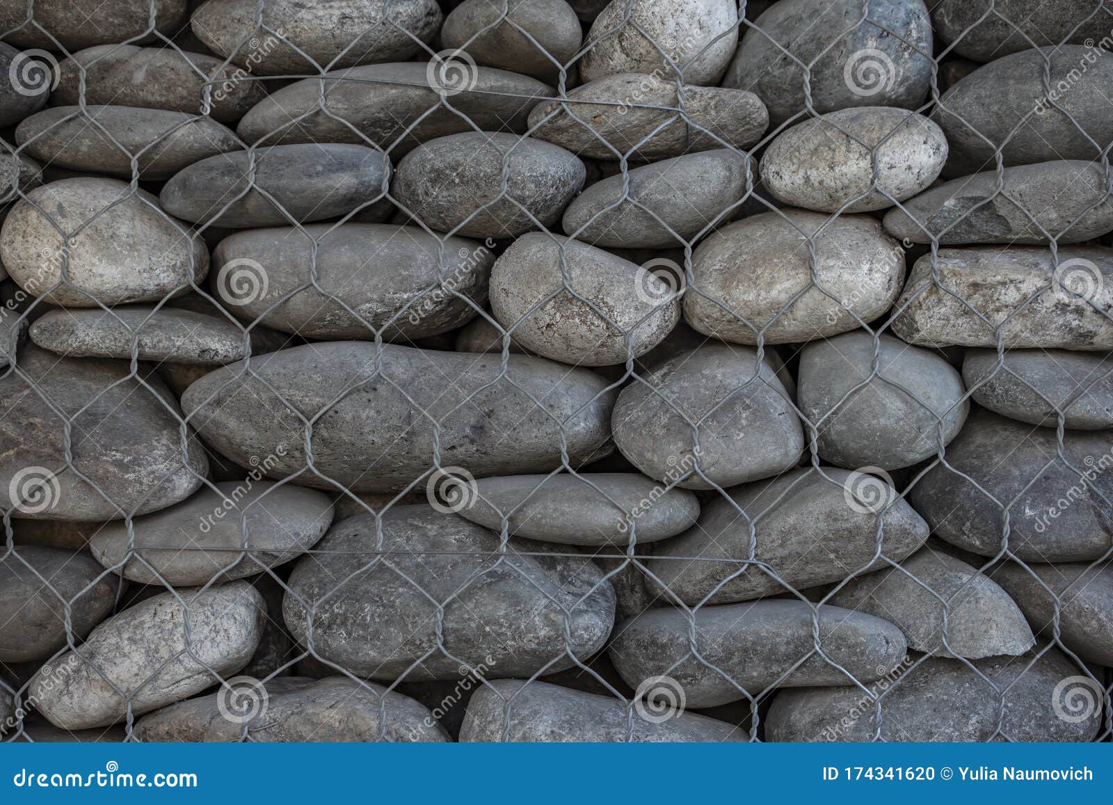 Gabion Structure of Stone in a Metal Mesh Stock Photo - Image of gray ...