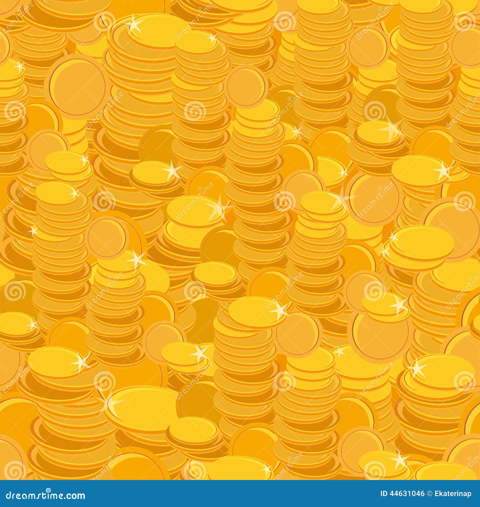 Texture with Golden Coins Seamless Pattern. Stock Vector - Illustration ...