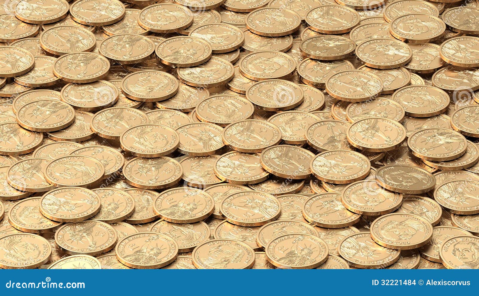 Texture of Golden Dollar Coins Stock Illustration - Illustration of ...