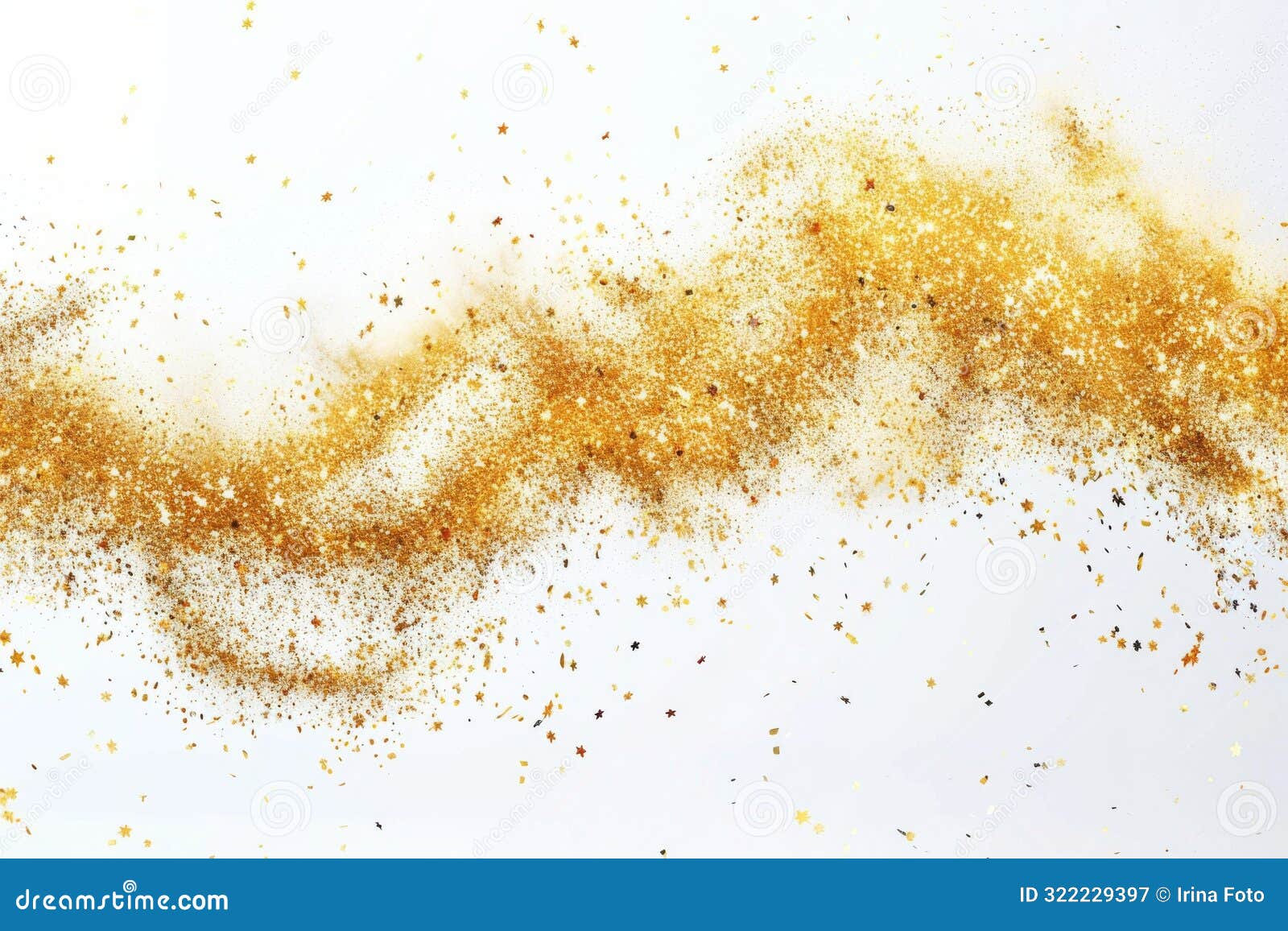 Texture of Golden Sheen on White Background. Wave of Shiny Confetti ...