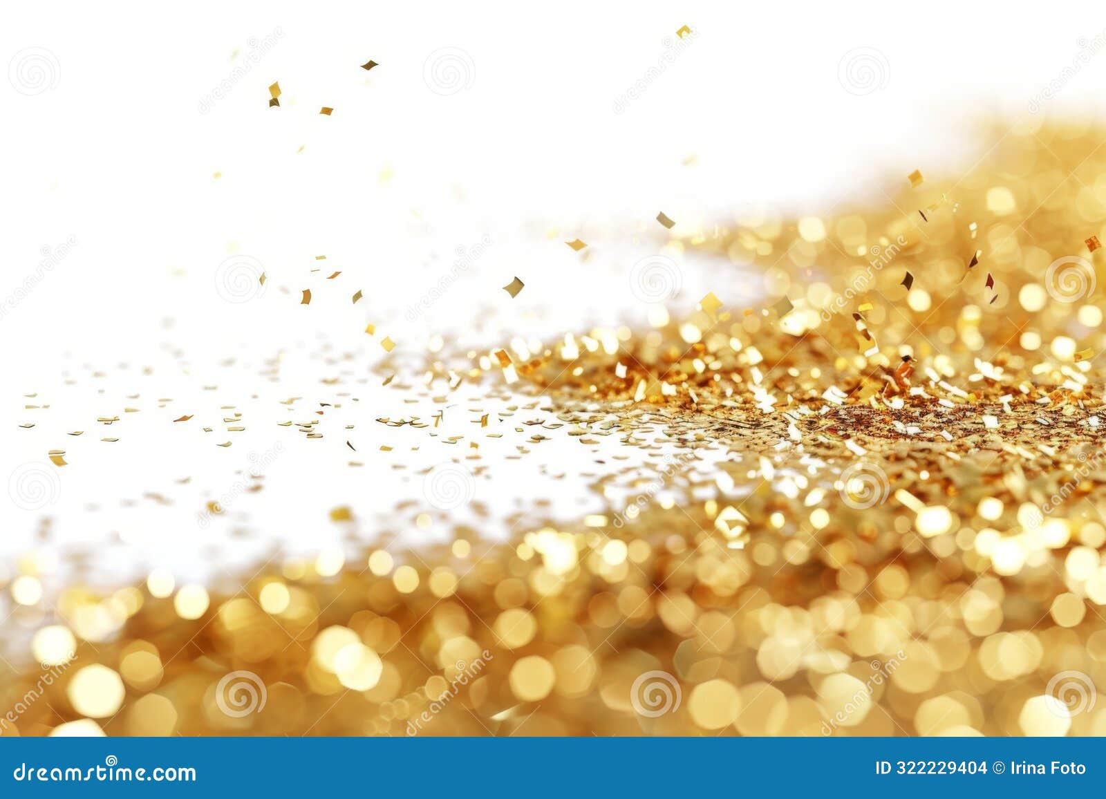 Texture of Golden Sheen on White Background. Wave of Shiny Confetti ...