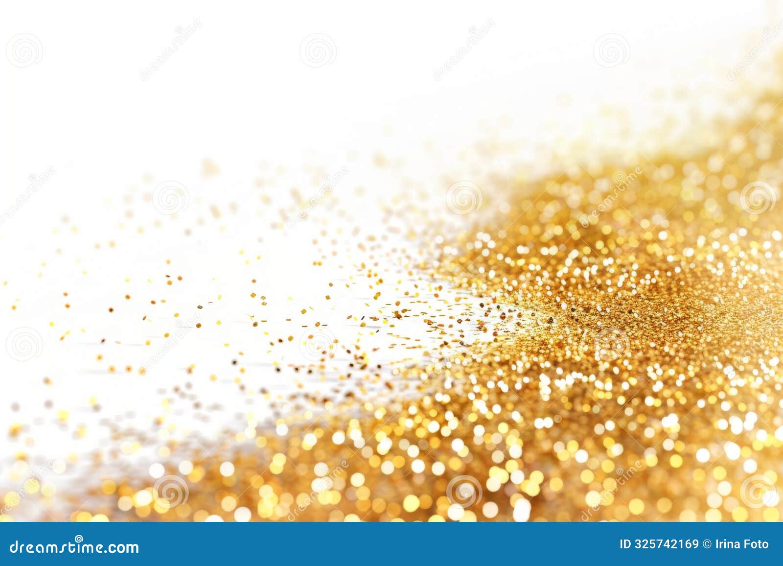 Texture of Golden Sheen on White Background. Wave of Shiny Confetti ...