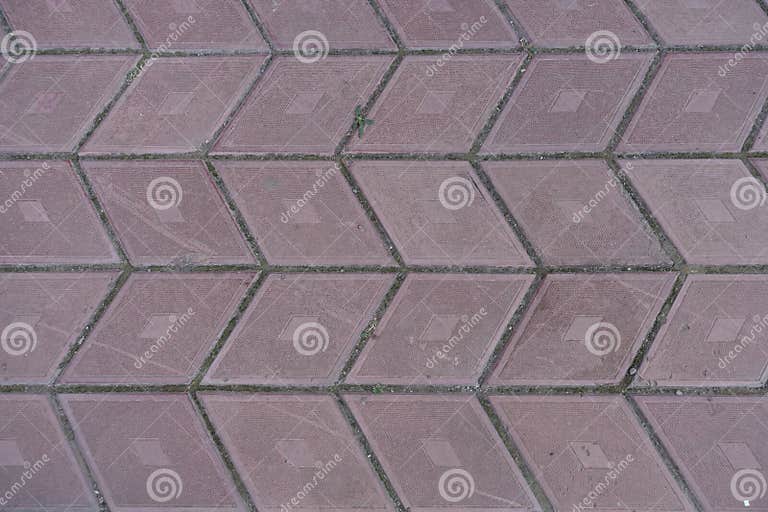 Texture of Grayish Pink Diamond-shaped Concrete Pavement with Geometric ...