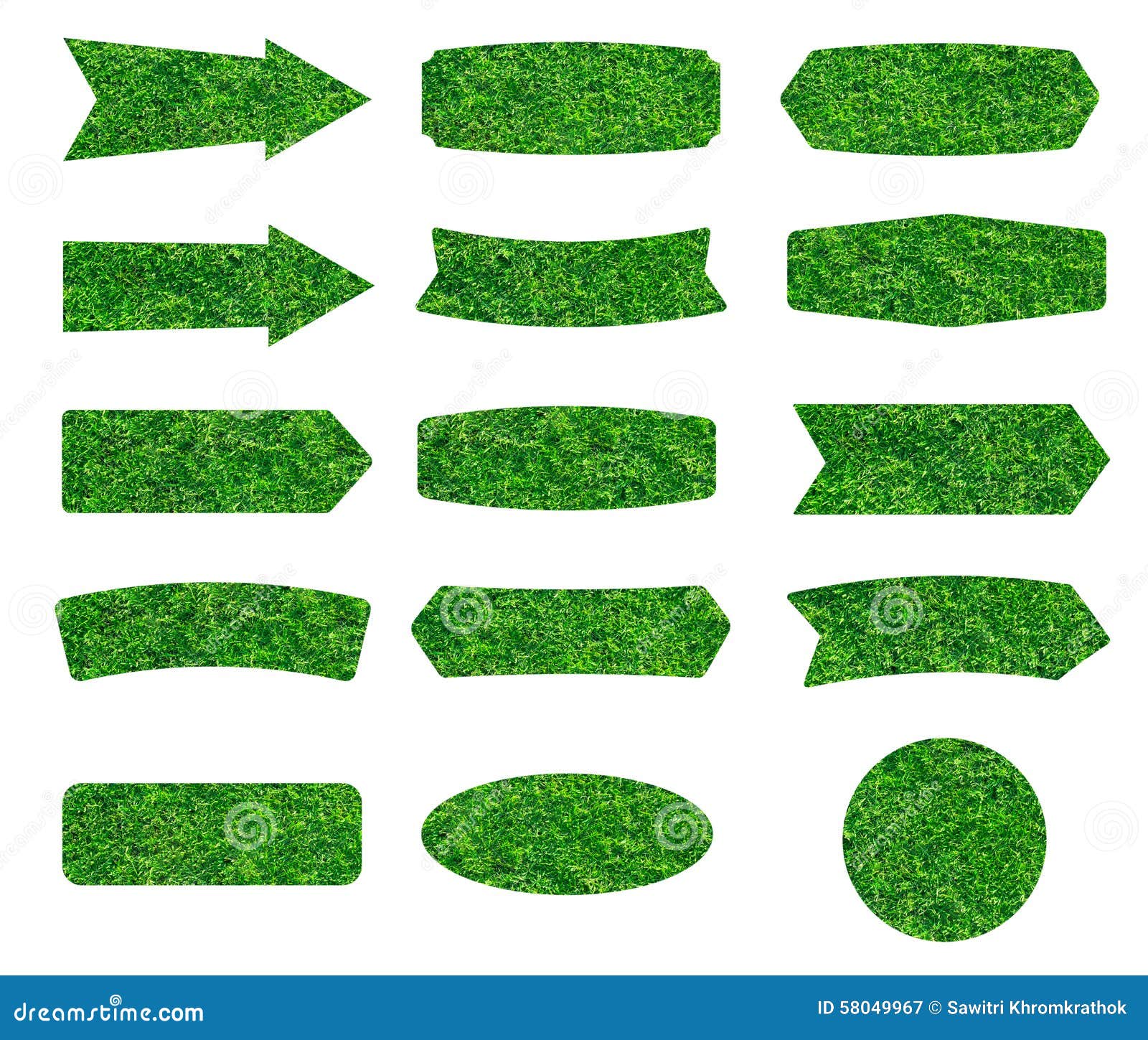 Texture of Green Grass Labels Isolated on White Background Stock Image ...