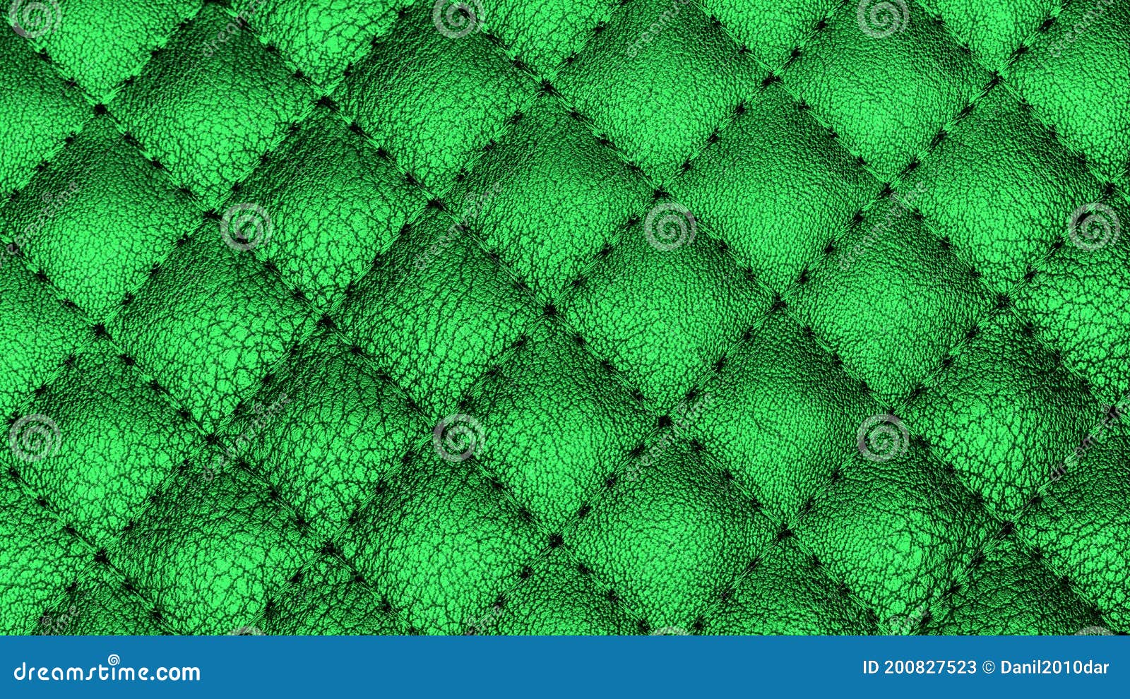Texture of Green Quilted Leather with Threads Close Up for Design Stock ...