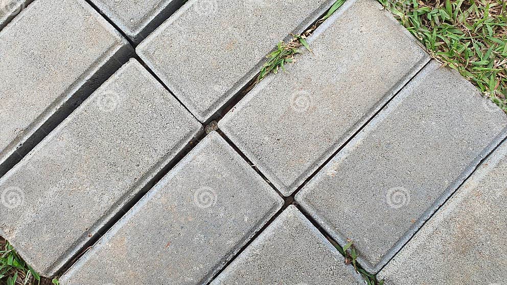 Texture of Grey Paving Block, Concrete Block, Grass Block. Stock Photo ...