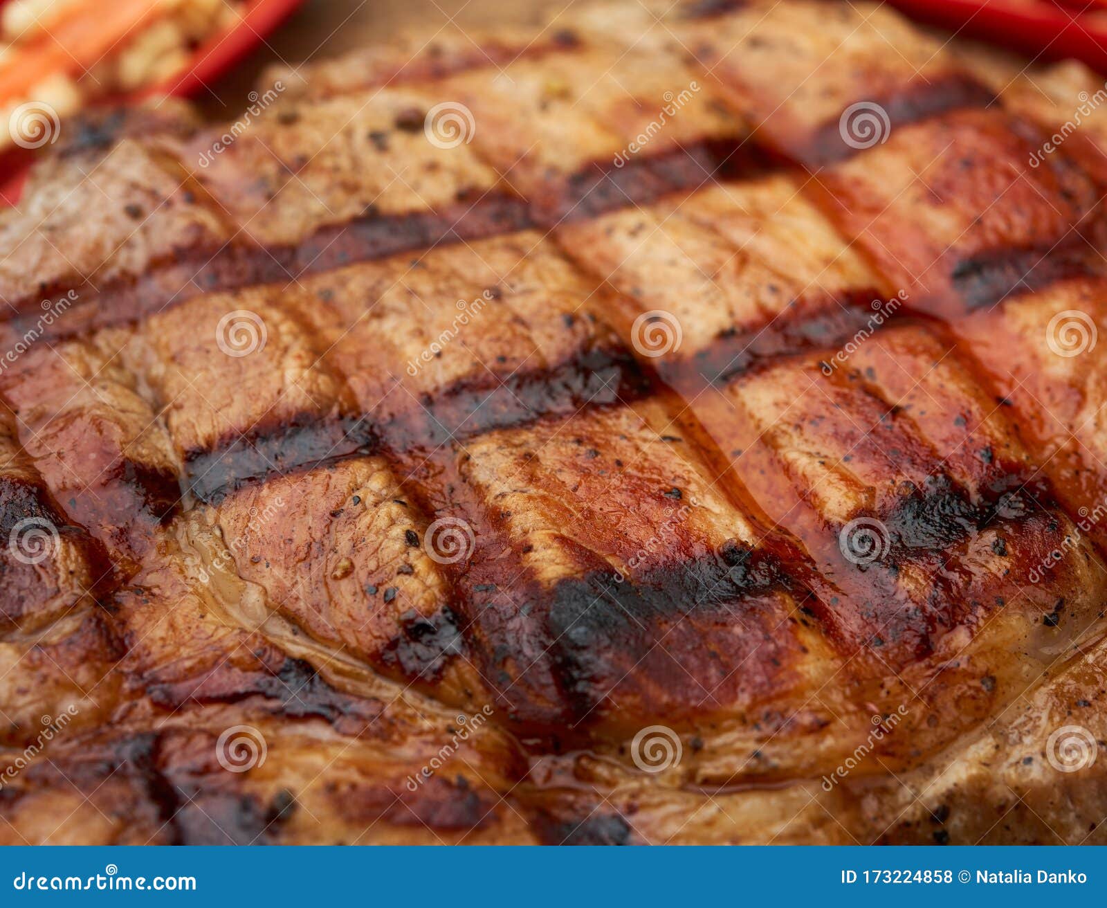 Texture of Grilled on the Grill a Piece of Pork Meat on the Rib Stock ...