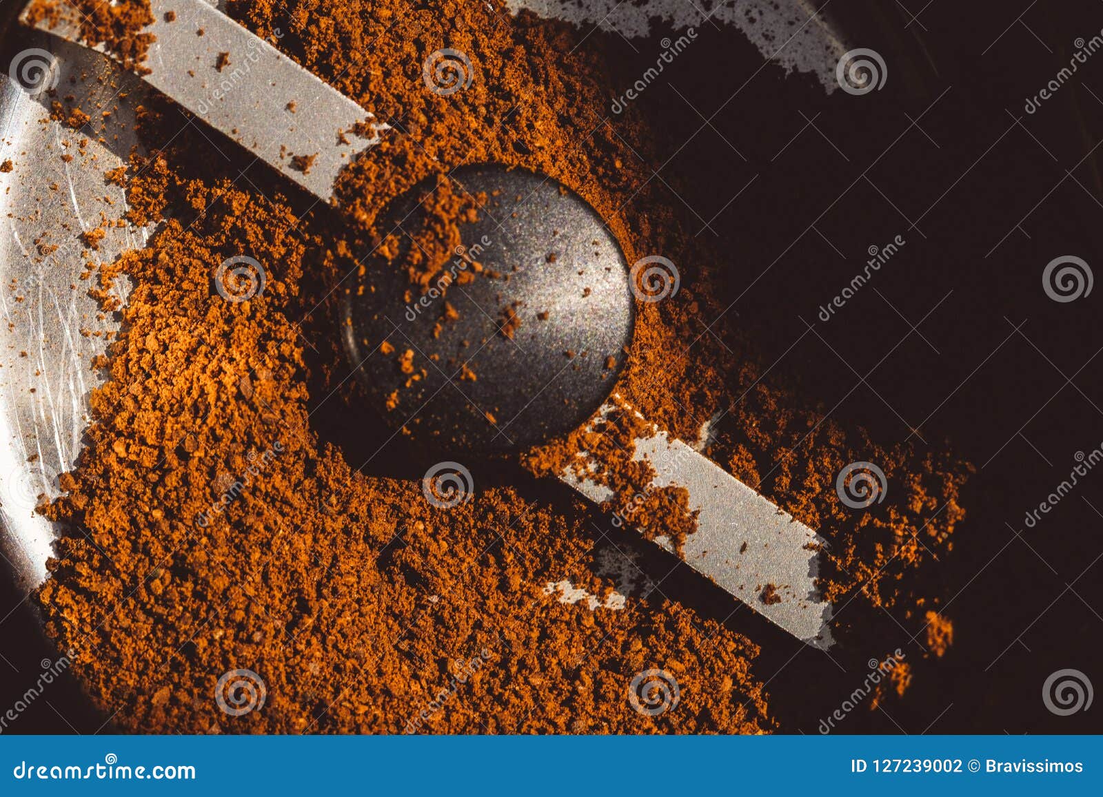Texture of the Ground Coffee in Grinder Stock Photo - Image of crop ...
