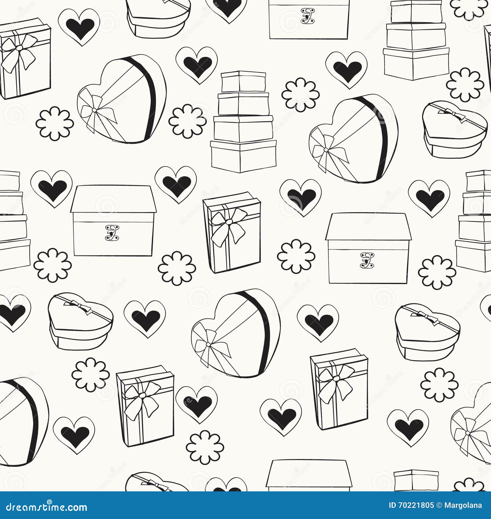 Texture with Hand Drawn Gift Boxes Stock Vector - Illustration of drawn ...