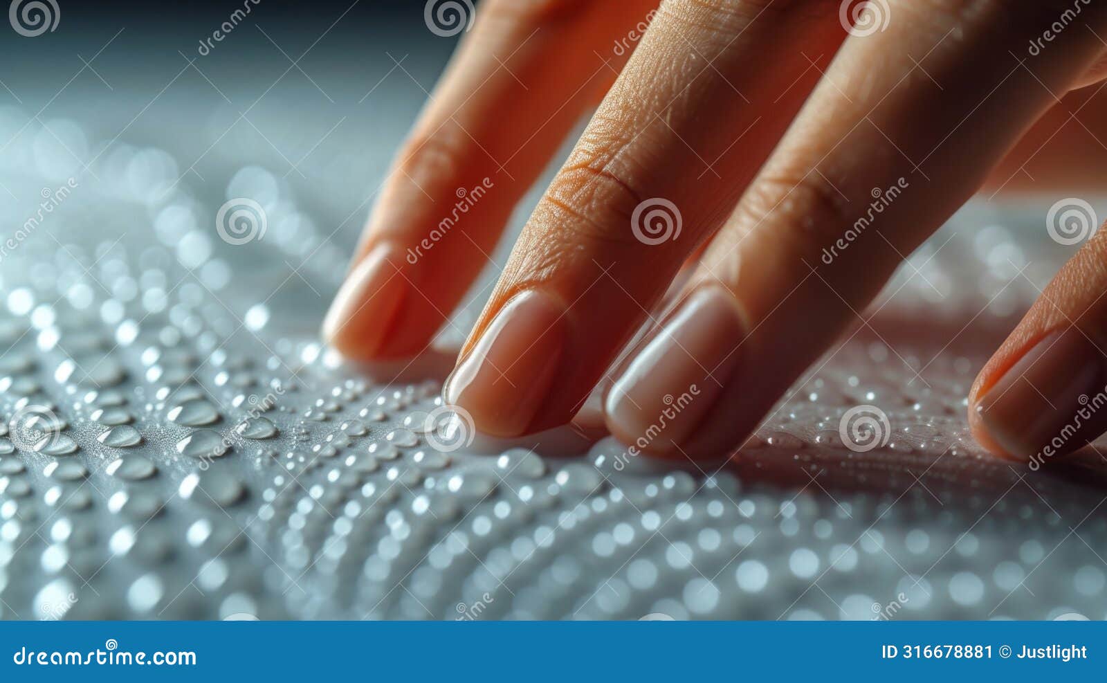 Texture of a Hand Running Over a Line of Raised Braille Characters ...
